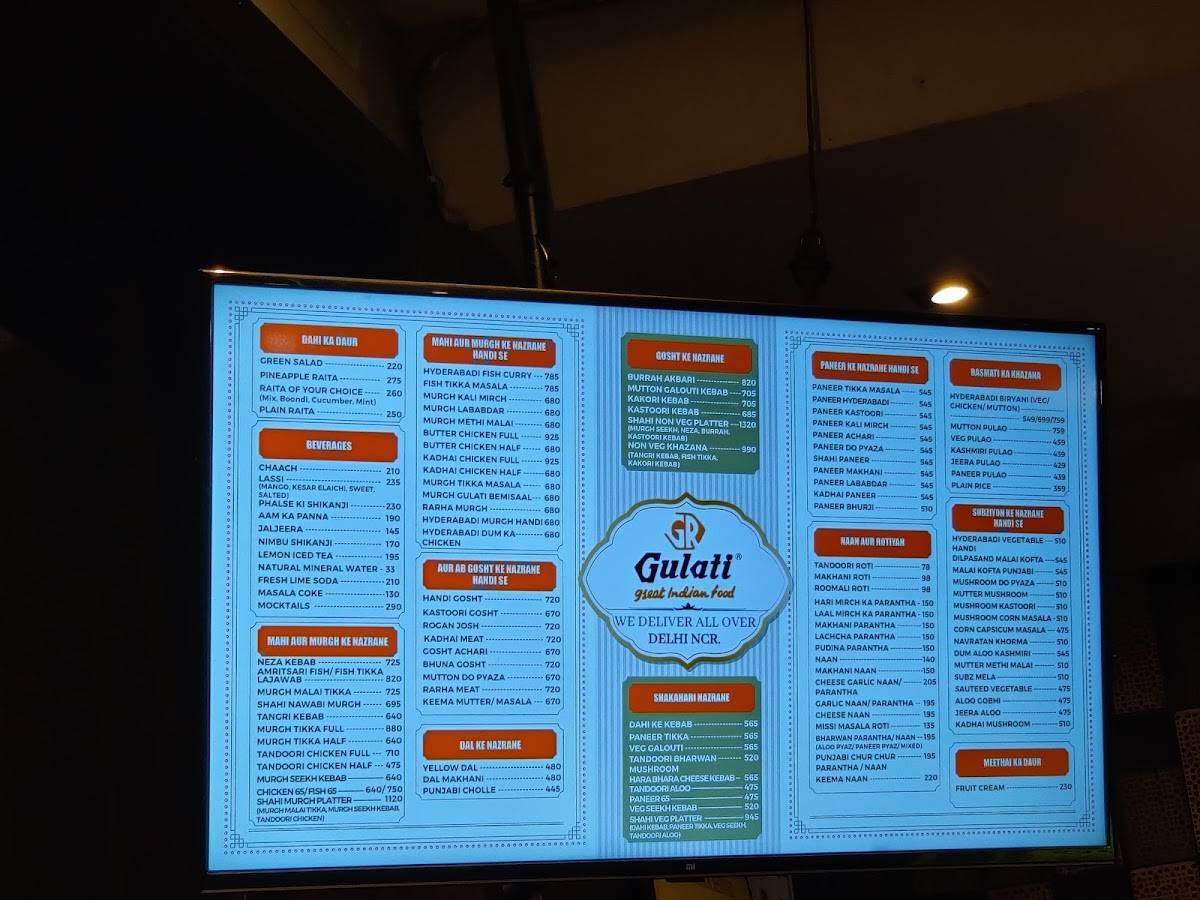 Menu at Gulati Restaurant, Pandara Road, New Delhi, 6