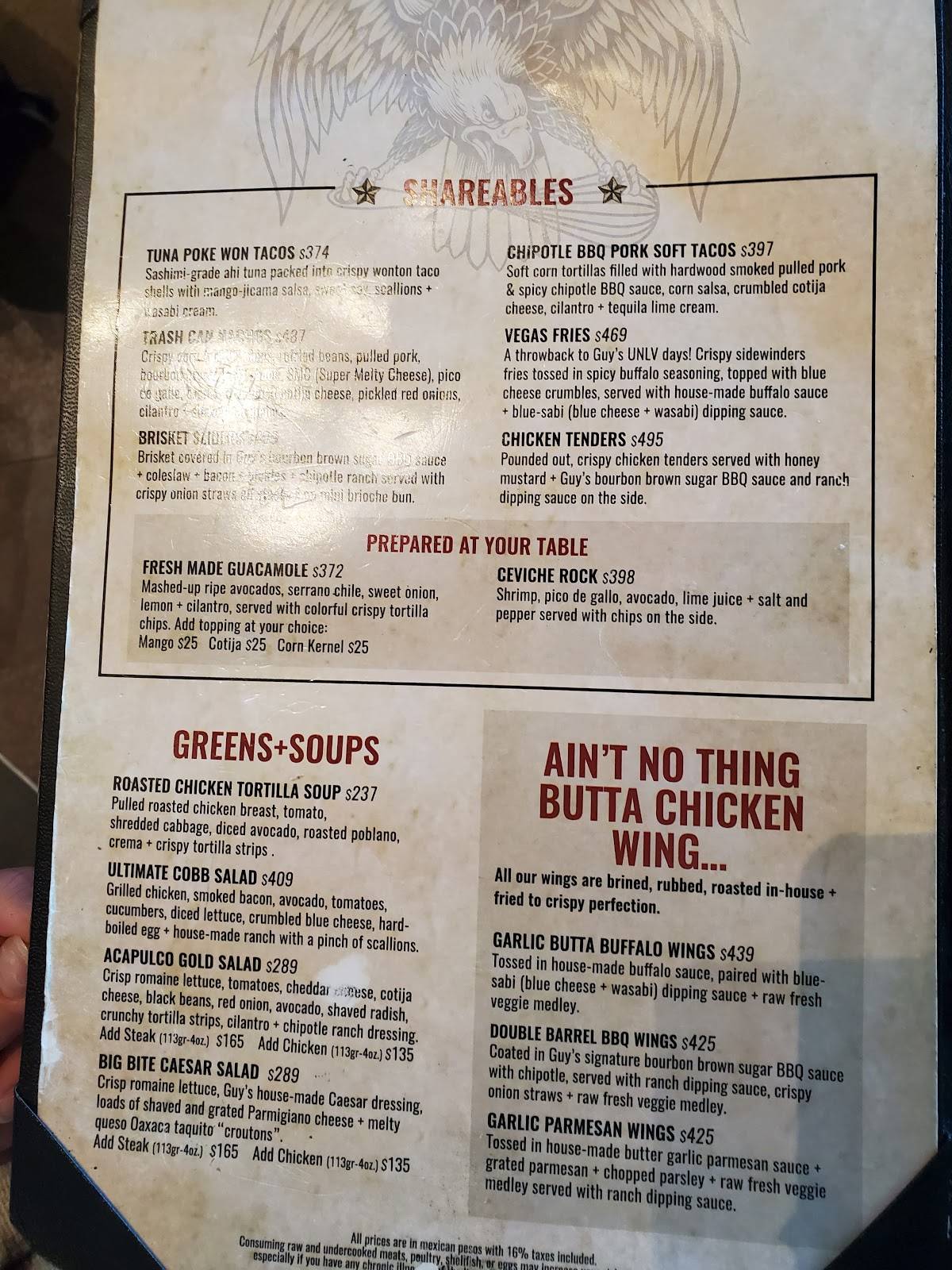Menu at Guy Fieri's American Kitchen Bar Cancún, Cancún, Cancún ...