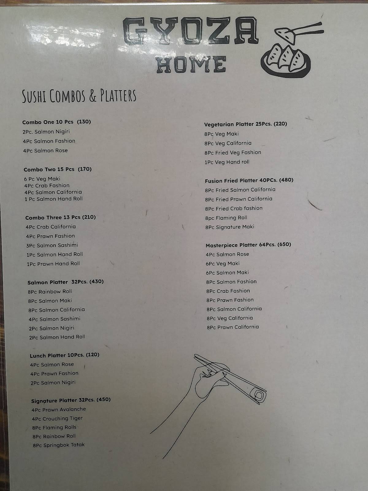 Menu at Gyoza Home restaurant, East London