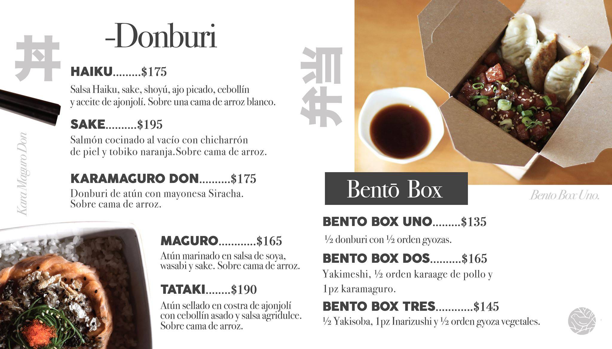 Carta del restaurante Haiku Comida + Cultura Japonesa, Mexicali