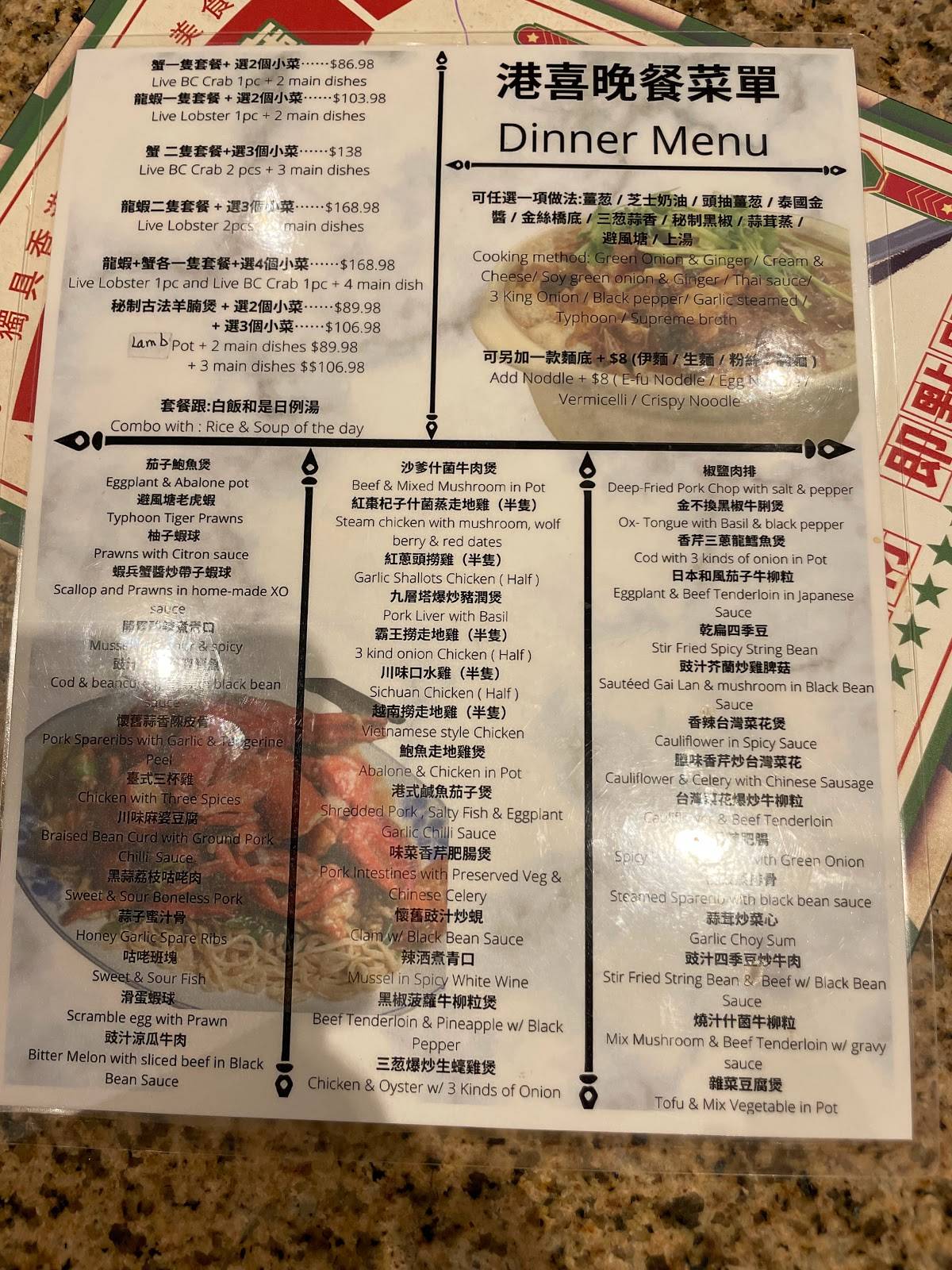 Menu at Happy Hong Kong Restaurant 港喜餐廳, Richmond