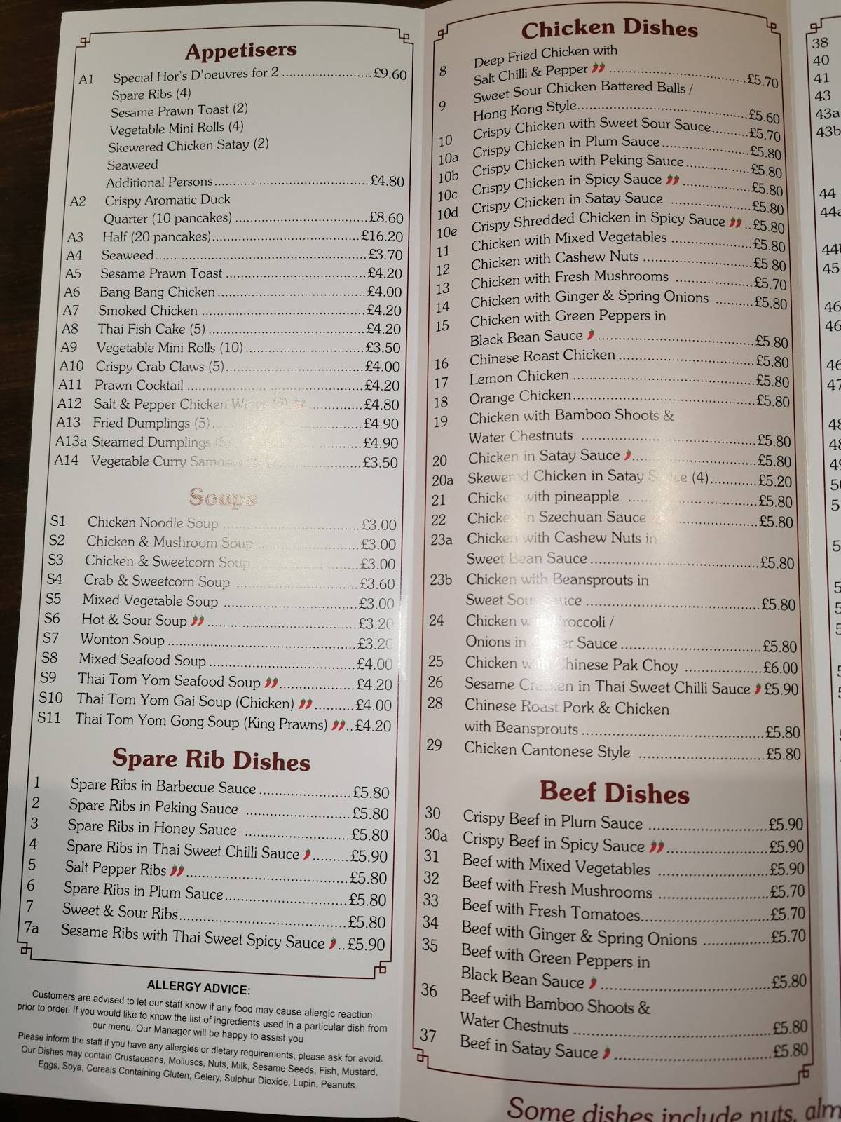 Menu at Beijing Cuisine pub & bar, Helston