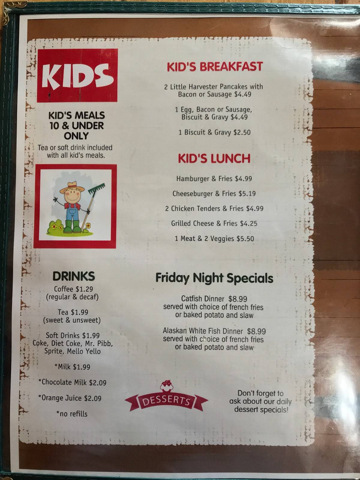 Menu at Homestead Restaurant, Greeneville