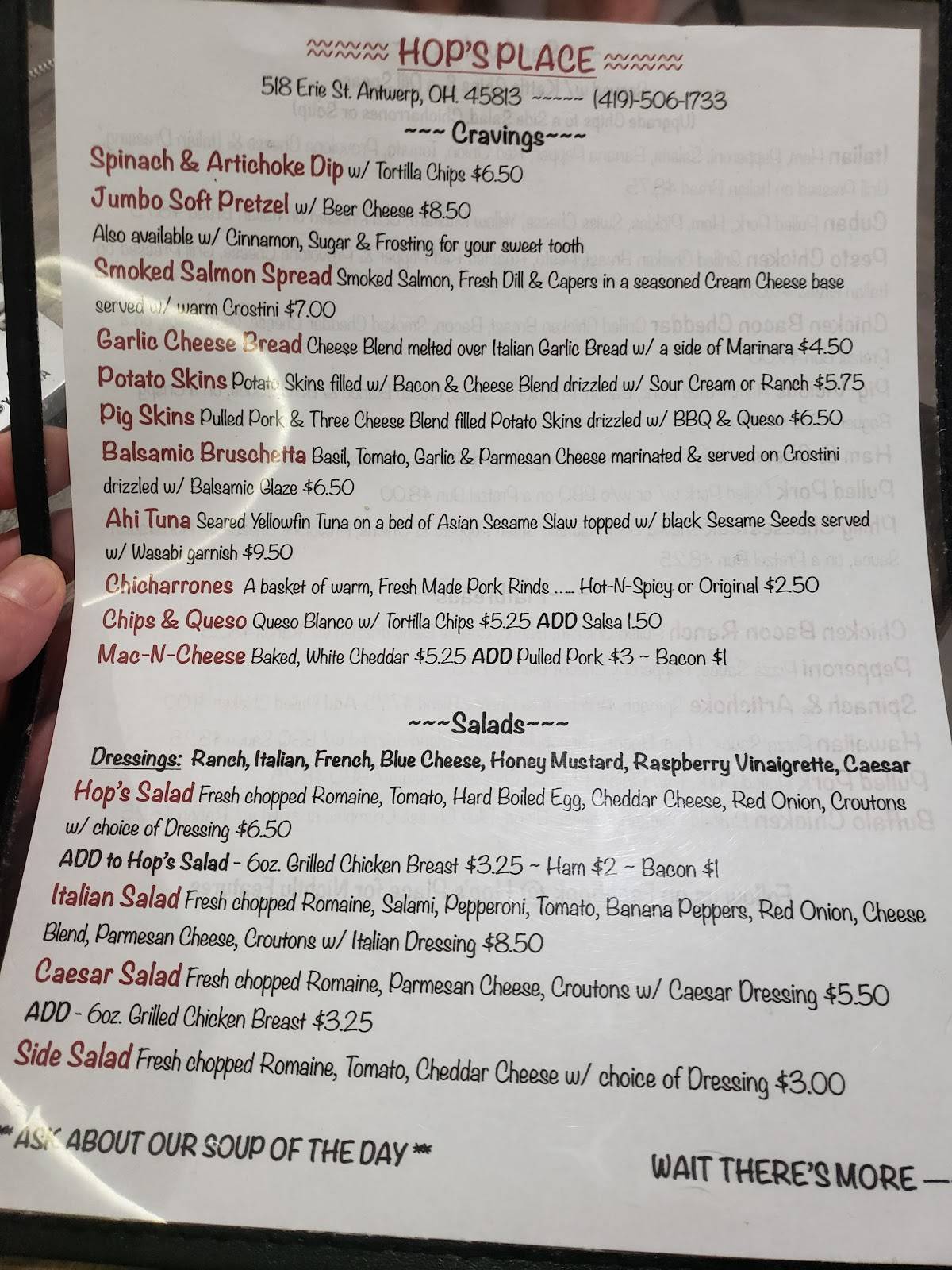 Menu at Hop's Place pub & bar, Antwerp