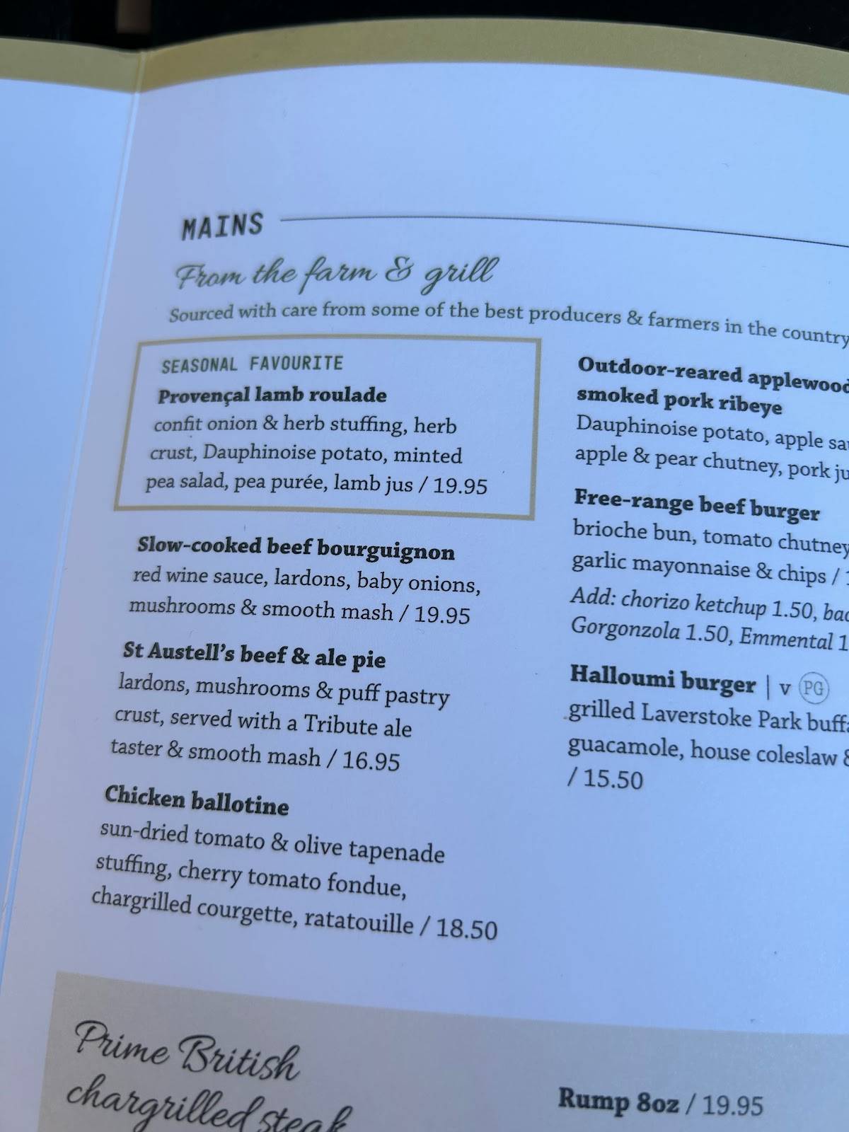 Menu at The Red Deer pub & bar, Horsham