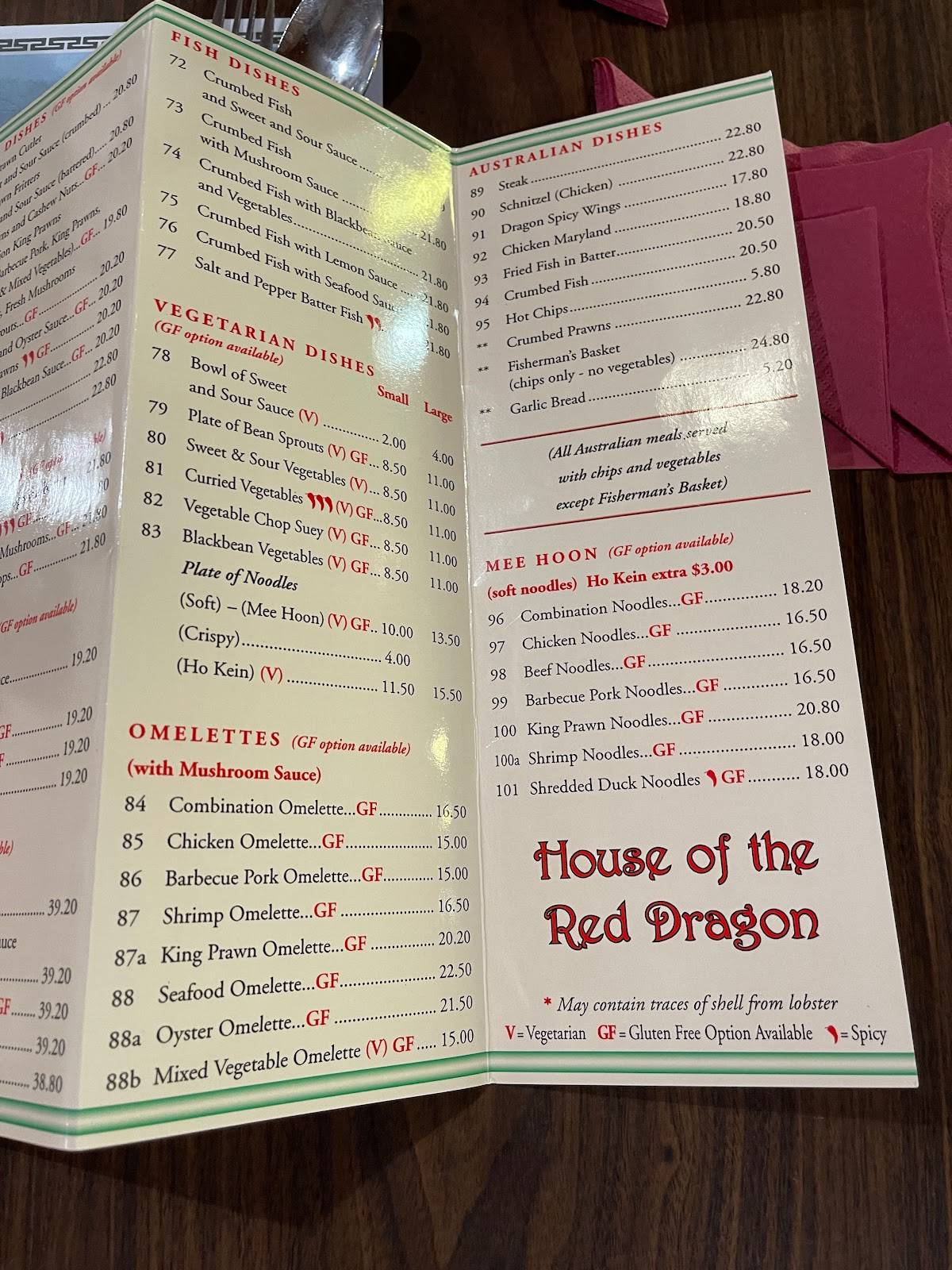 Menu at House of the Red Dragon restaurant, Smithfield, 11 George ...