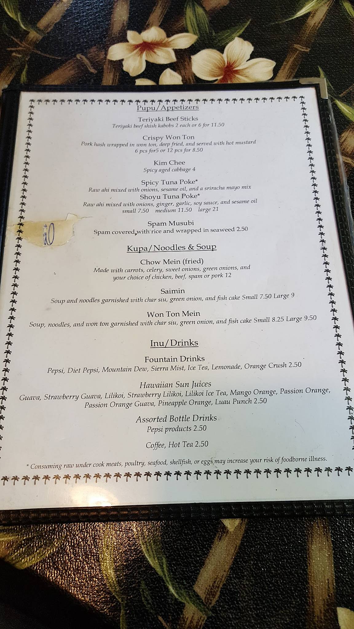 Menu at Hula Hands Restaurant, Anchorage, 501 W Fireweed Ln