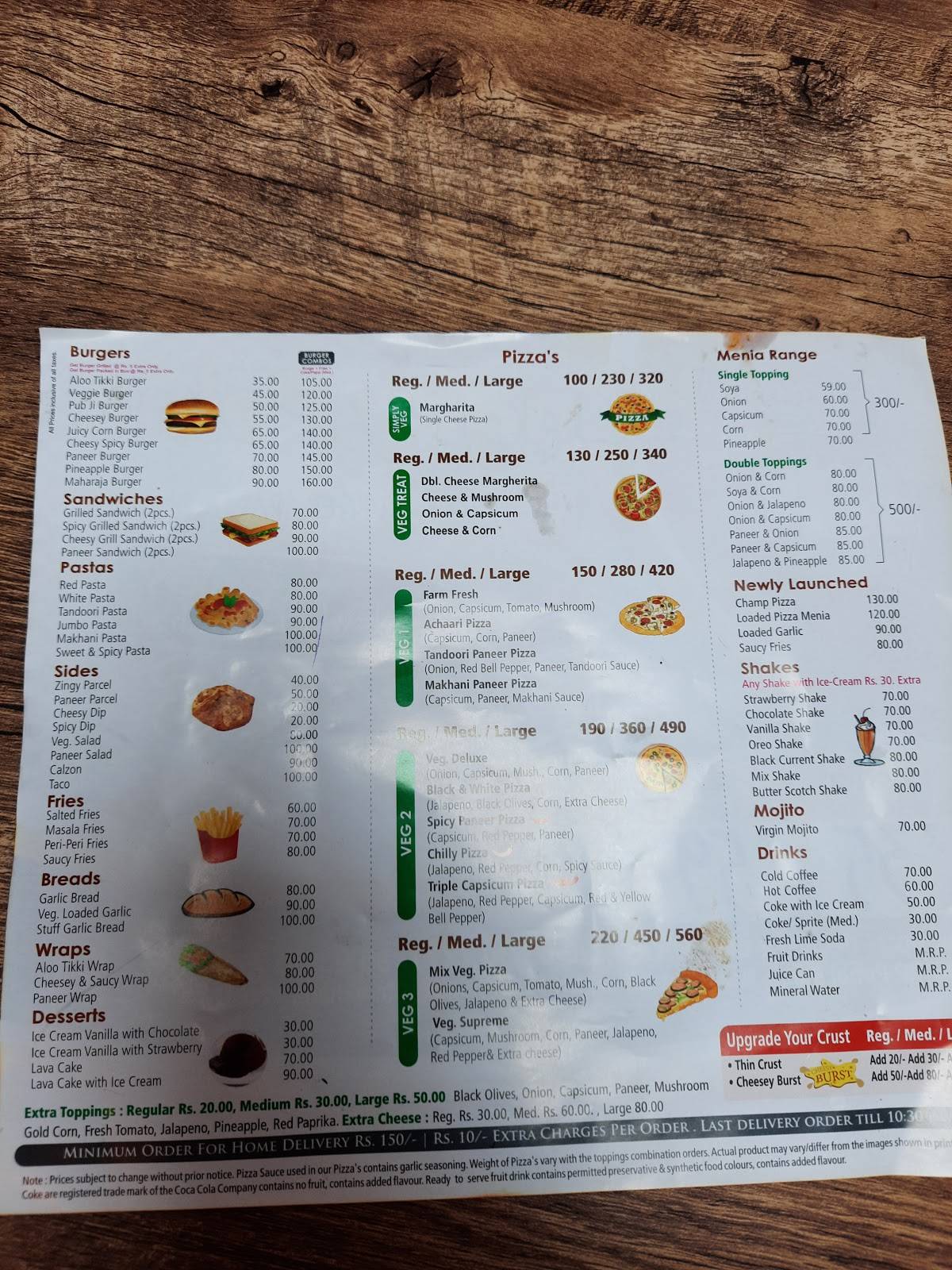 Menu at Hungry point, Srinagar