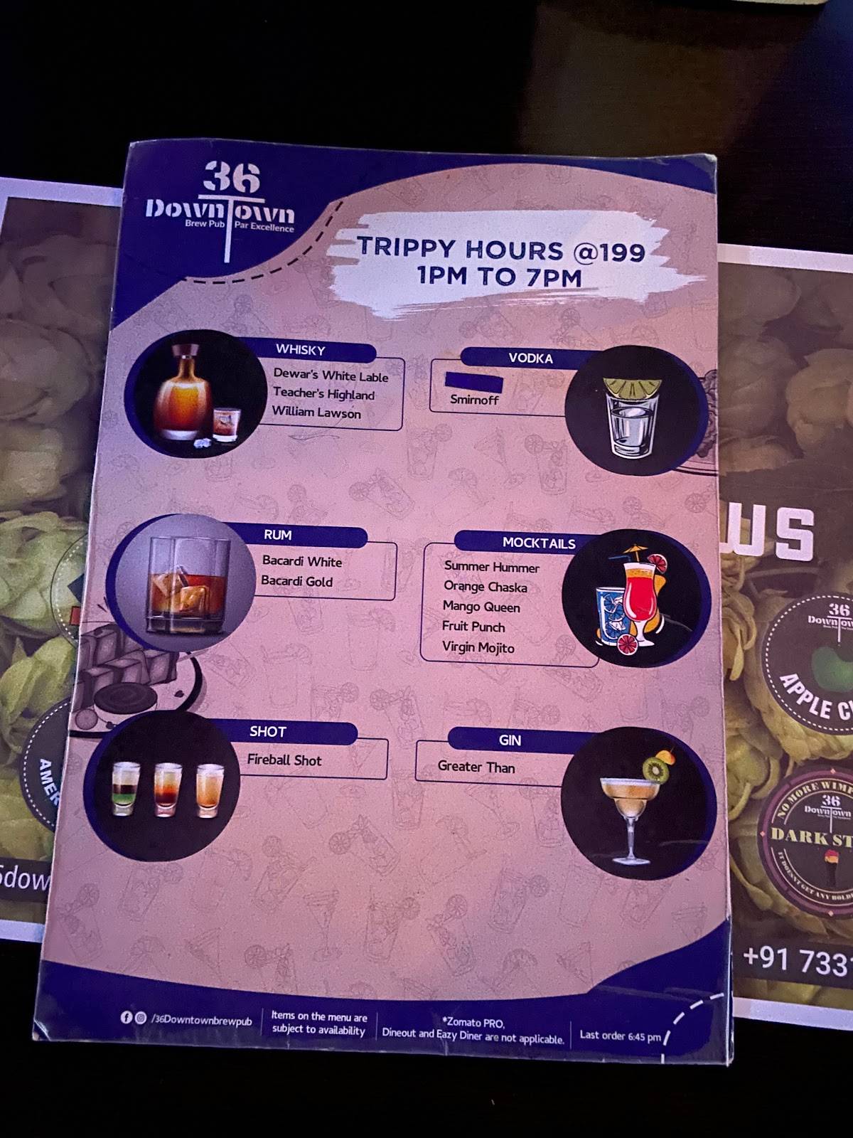 Menu at 36 Downtown Brew Pub, Hyderabad