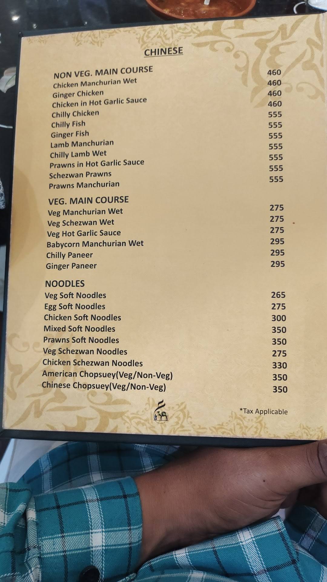Menu at Spice 6 The Arab Villagio, Hyderabad