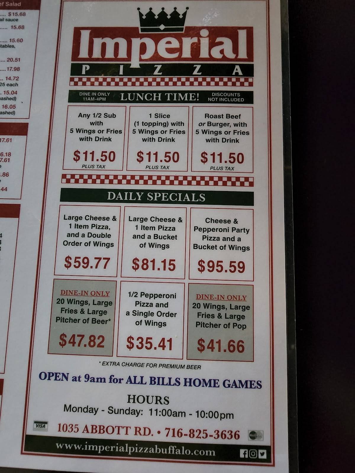 Menu at Imperial Pizza - Abbott Road pizzeria, Buffalo, Abbott Rd