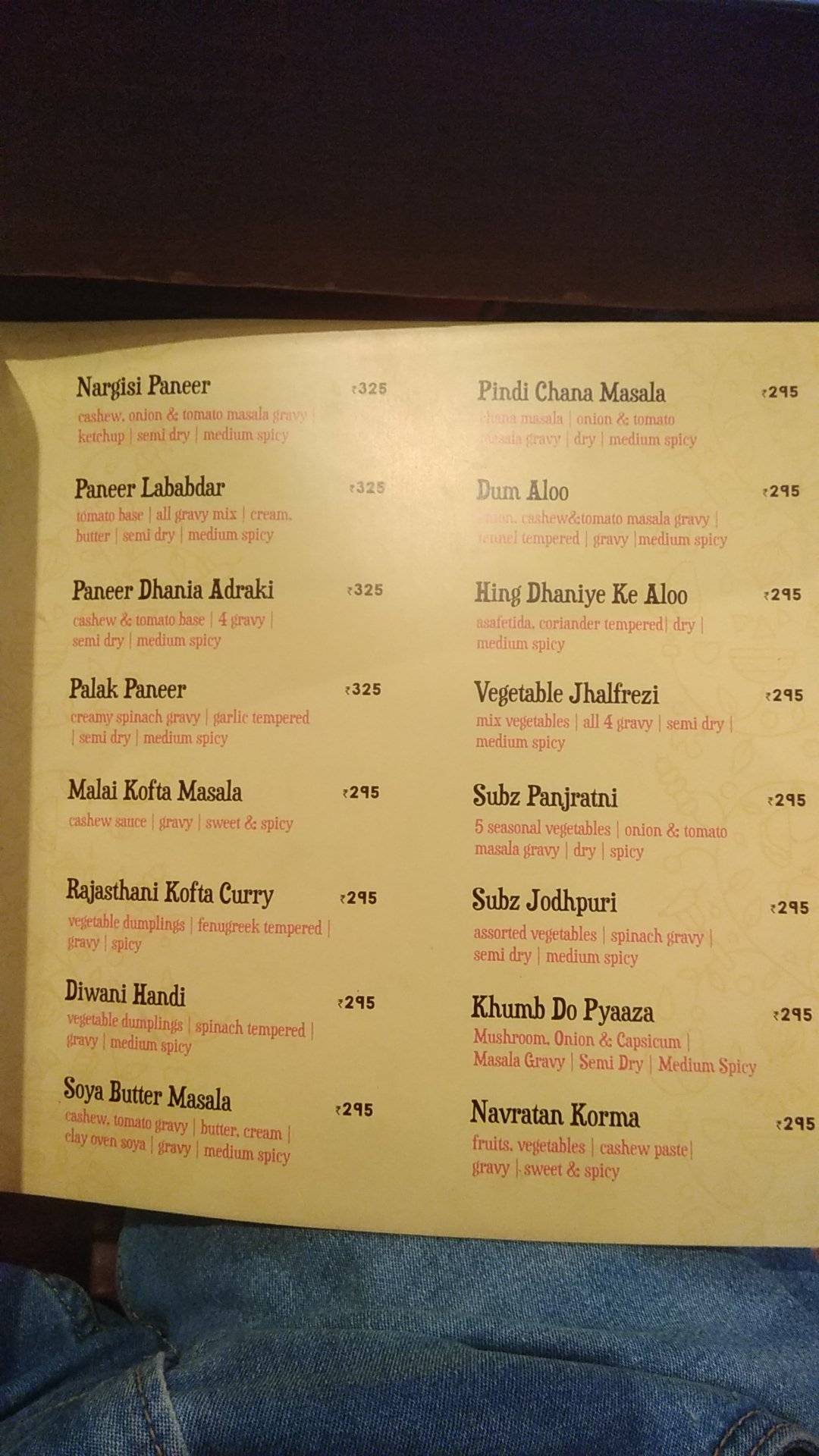 Menu at Indus Flavour, New Delhi