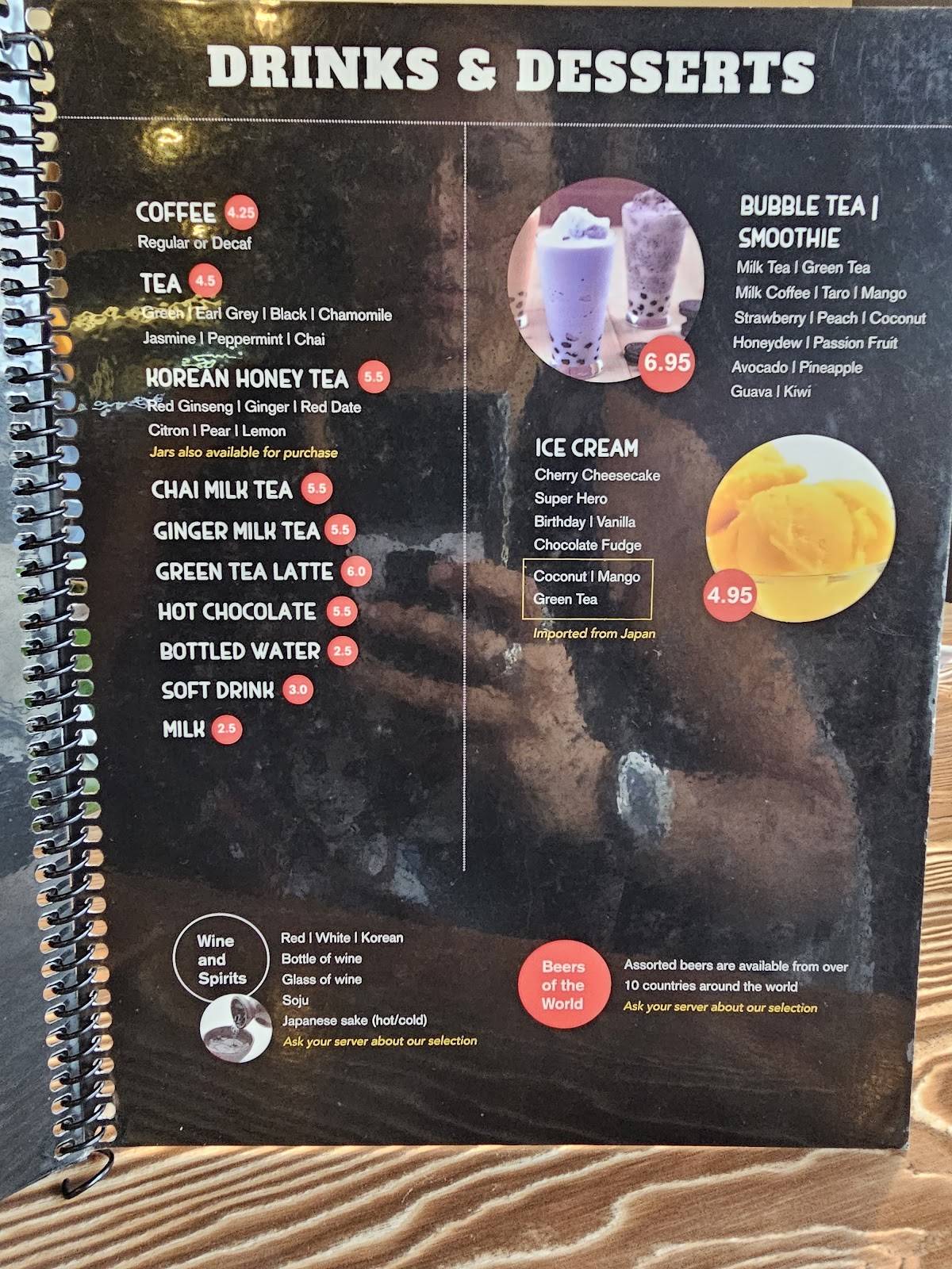 Menu at Irori BBQ house, Steinbach