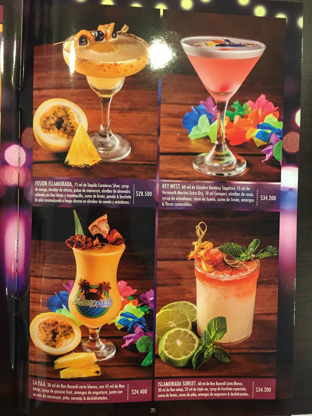 Carta de Islamorada Restaurante, Sopó