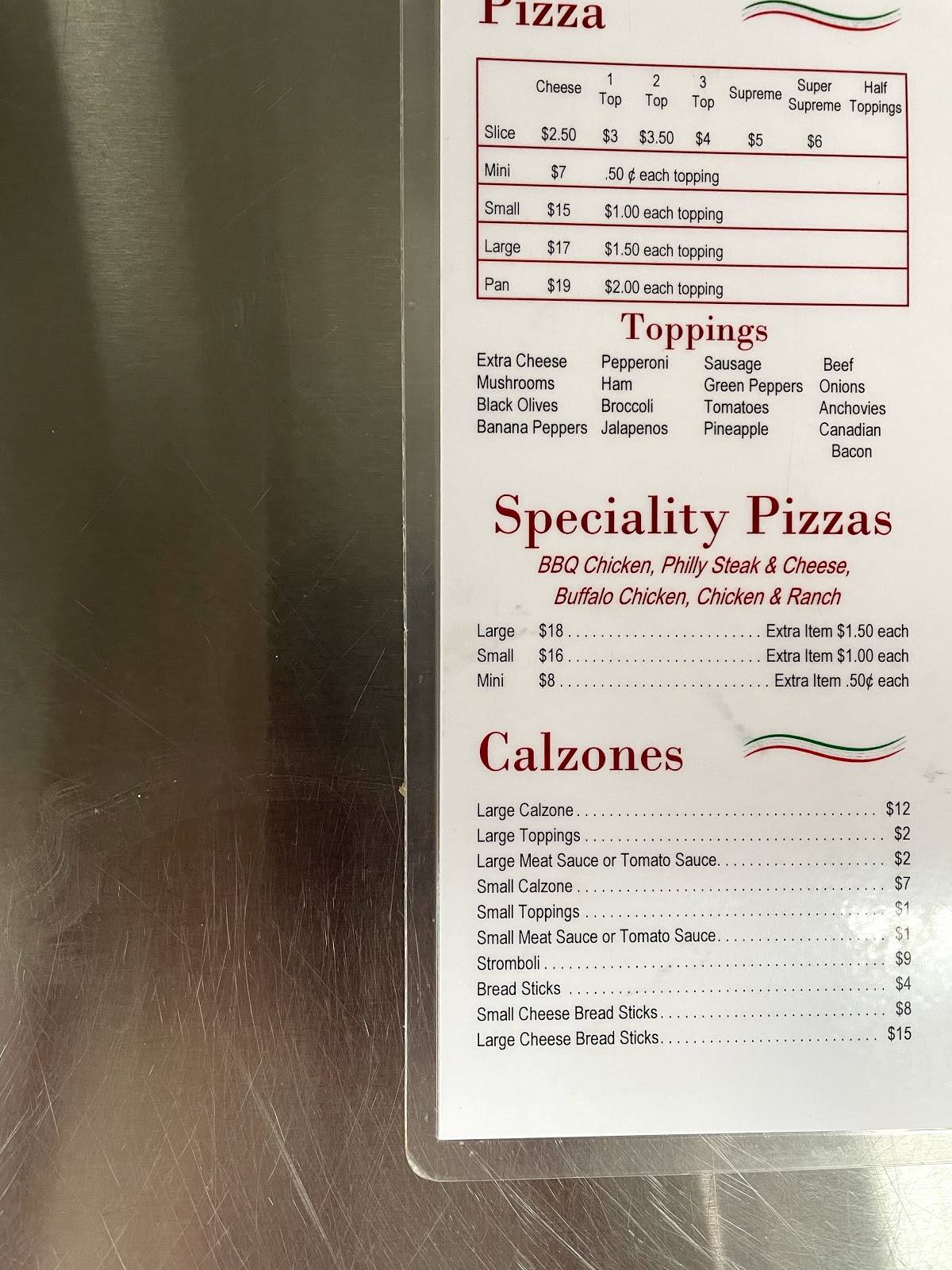 Menu at Italian Village pizzeria, Richlands, Cedar Valley Dr