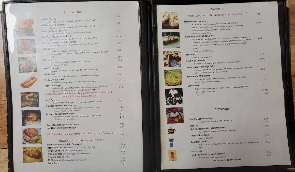 Menu at J J Restaurant, Ashland