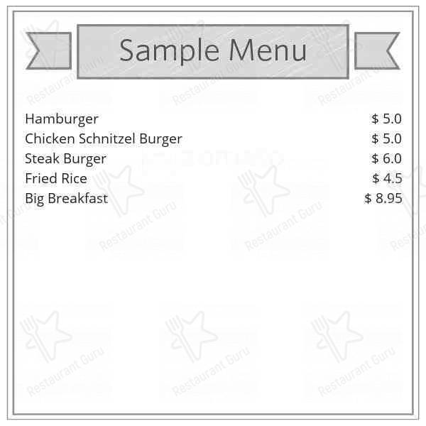 Menu at James' Snack Bar, Wacol