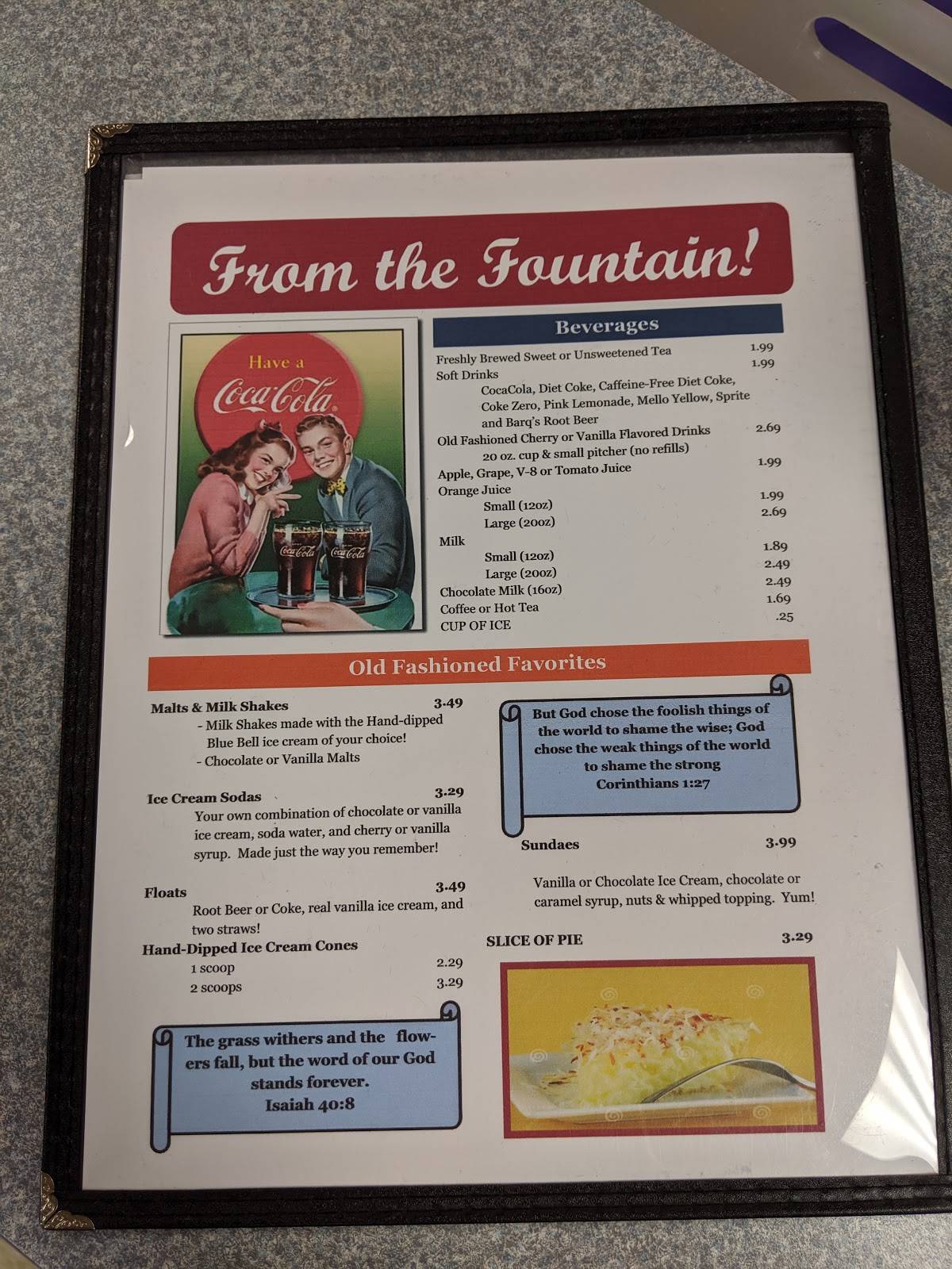Menu at Jefferson Fountain restaurant, Oak Ridge