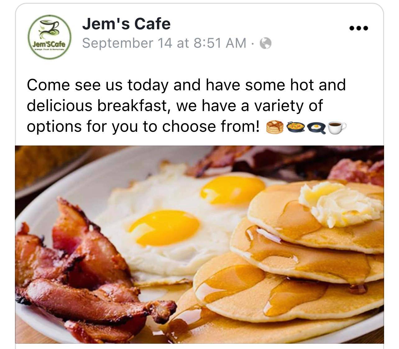Carta de Jem's Cafe La Salle, La Salle