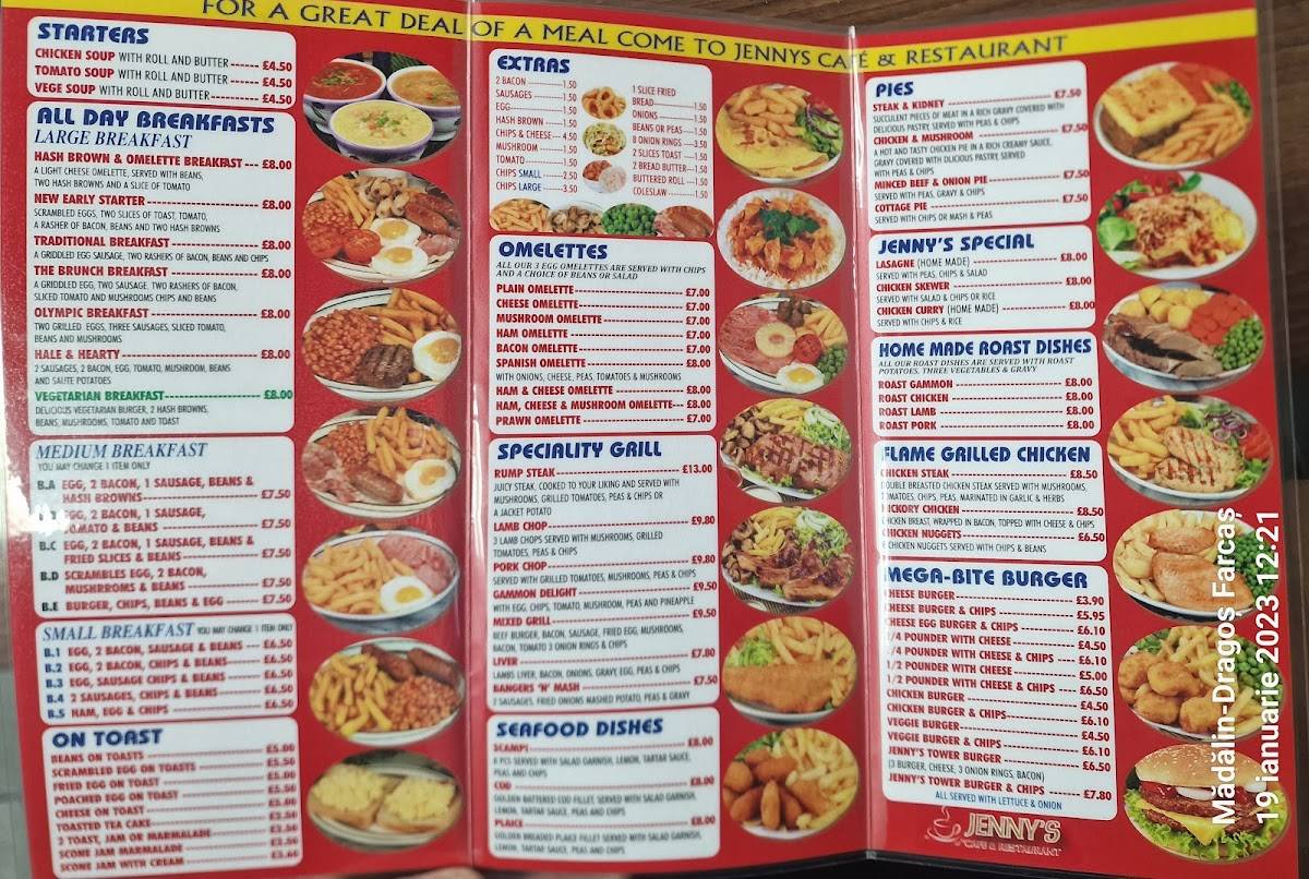 Menu at Jenny's Cafe, Lincoln