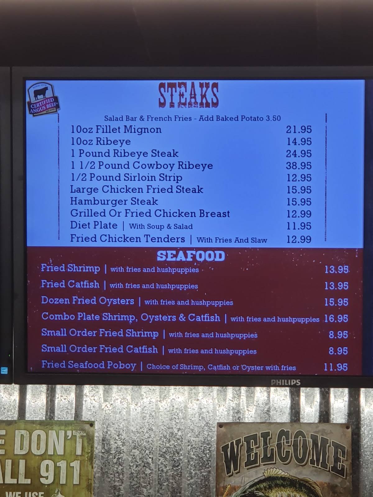 Menu at Joe's Barbeque Company, Alvin, E Hwy 6