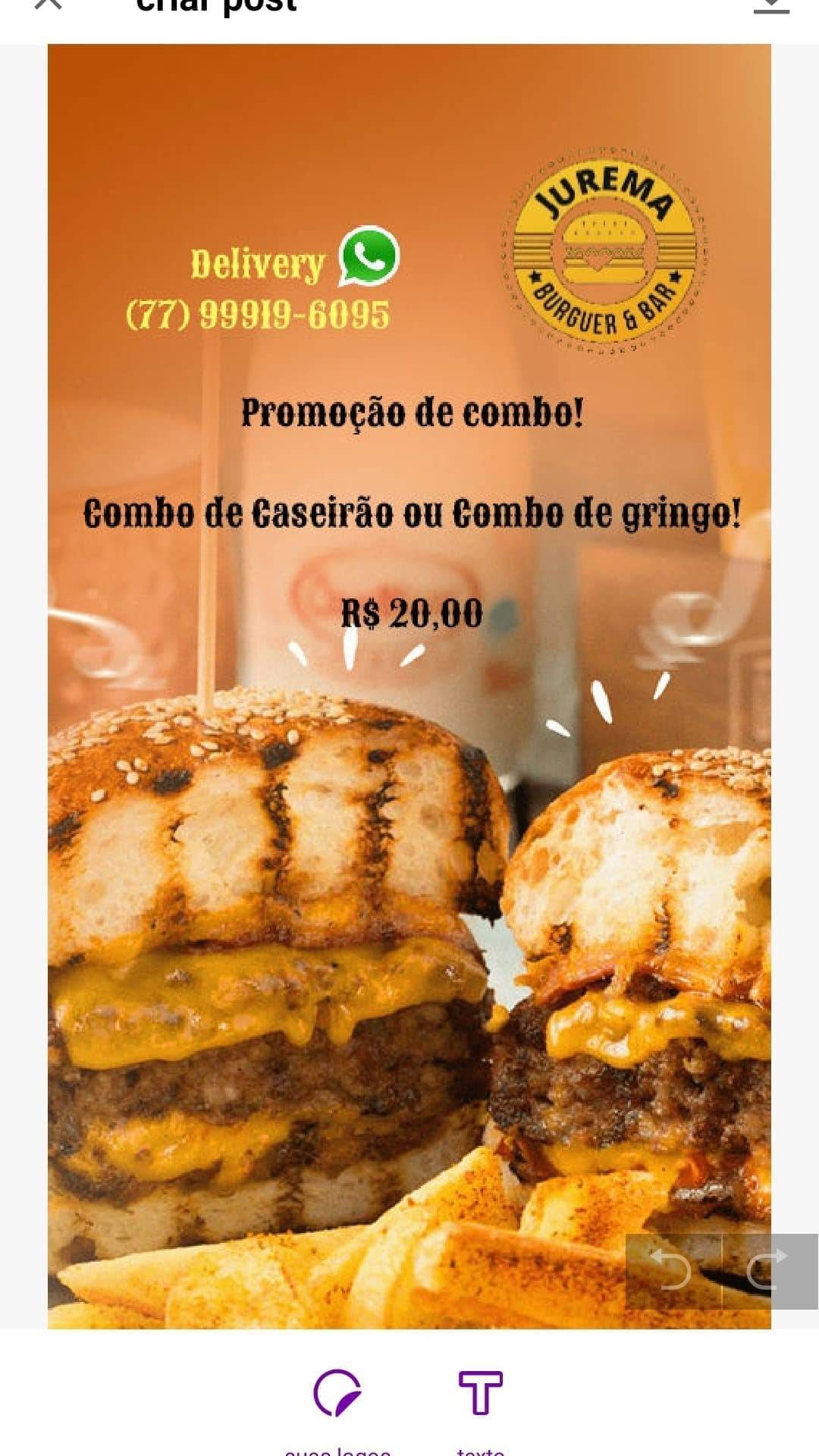 Menu em Jurema Burguer & Bar, Brumado