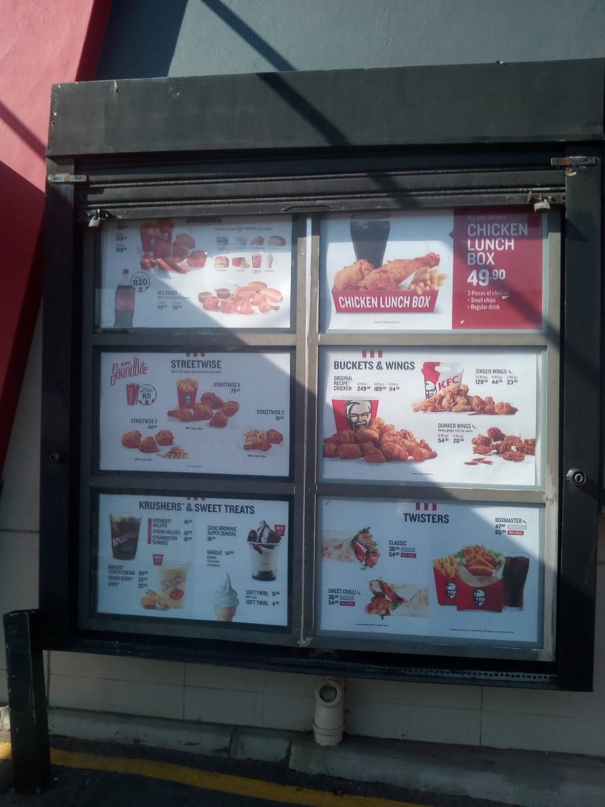 Menu at KFC Atlantis restaurant, Cape Town, Cnr Charel Uys Dr