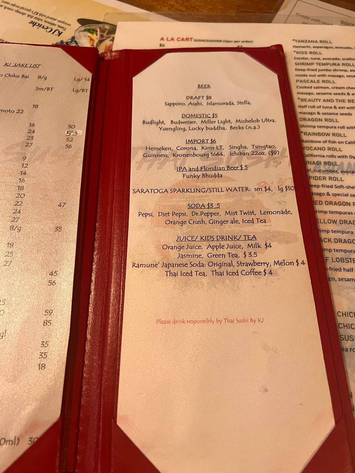 Menu at KJ SUSHI AND ASIAN BISTRO restaurant, Naples
