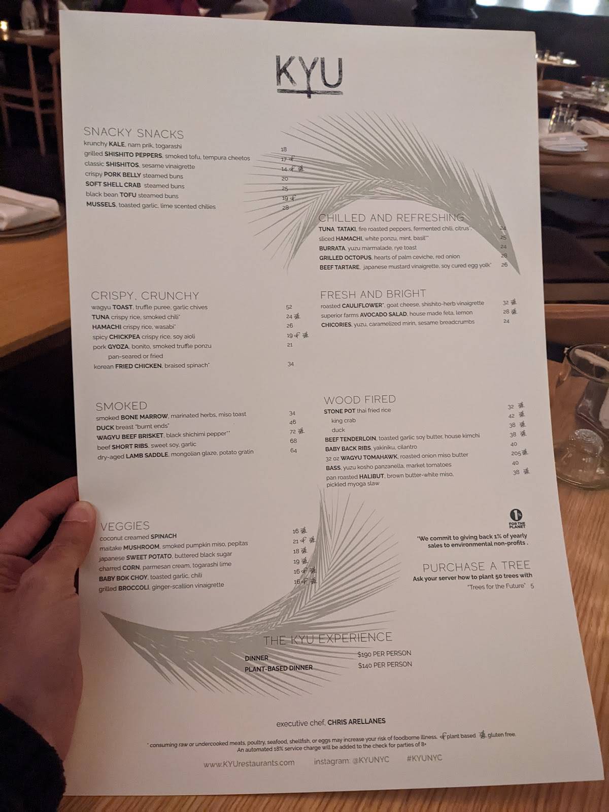 Carta del restaurante KYU NYC, Nueva York