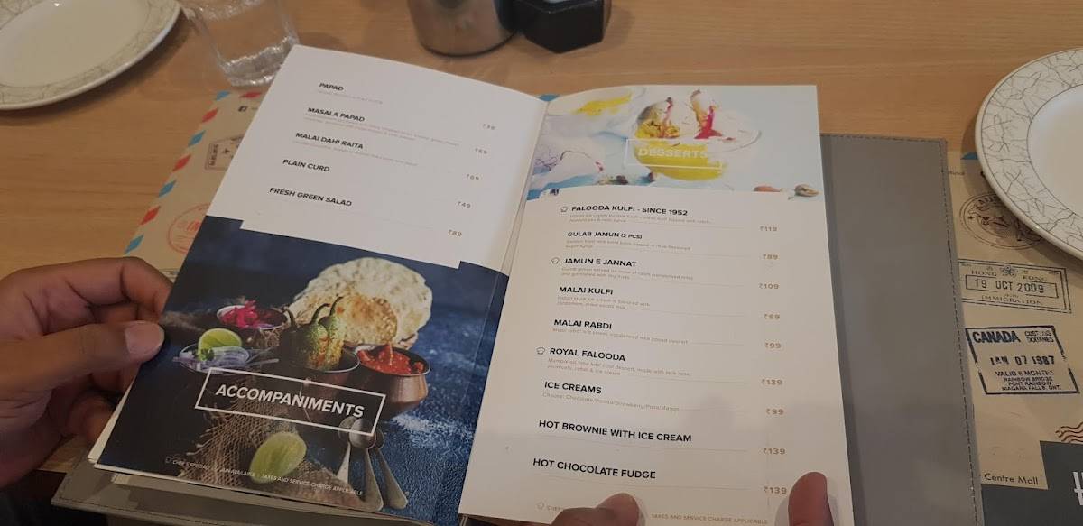 Menu at Kailash Parbat, Tiruppur