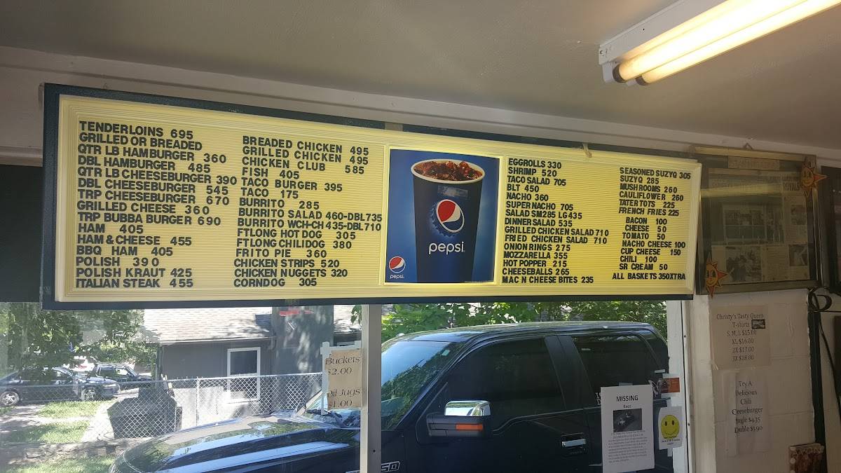 Menu at Christy's Tasty Queen restaurant, Kansas City