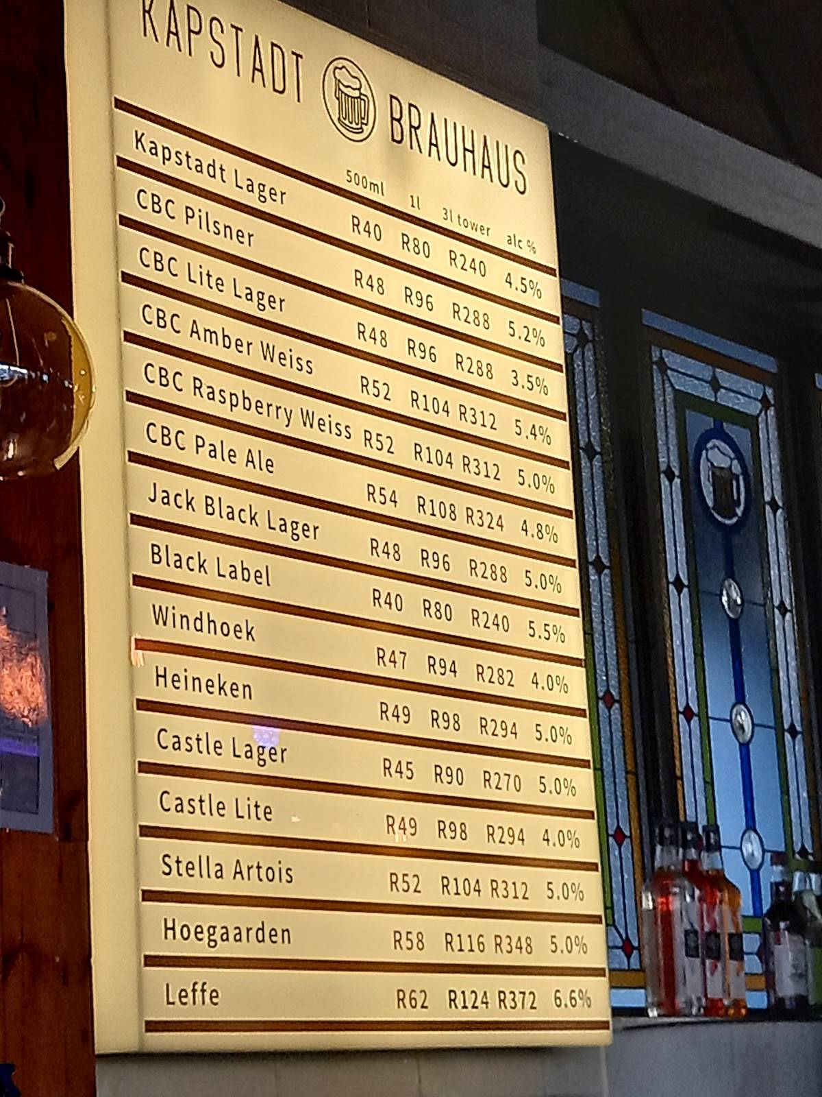 Menu at Kapstadt Brauhaus V&A Waterfront restaurant, Cape Town, Shop ...