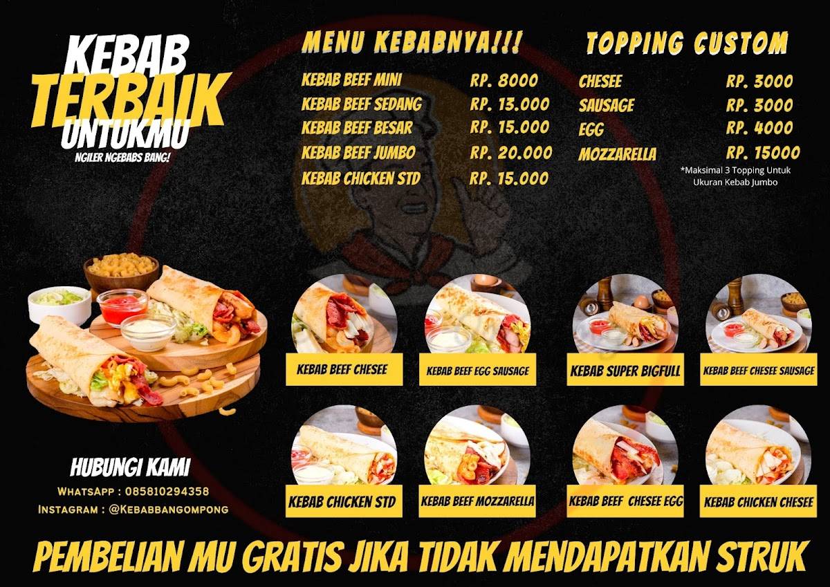 Menu at Kebab Bang Ompong, BINUS, West Jakarta