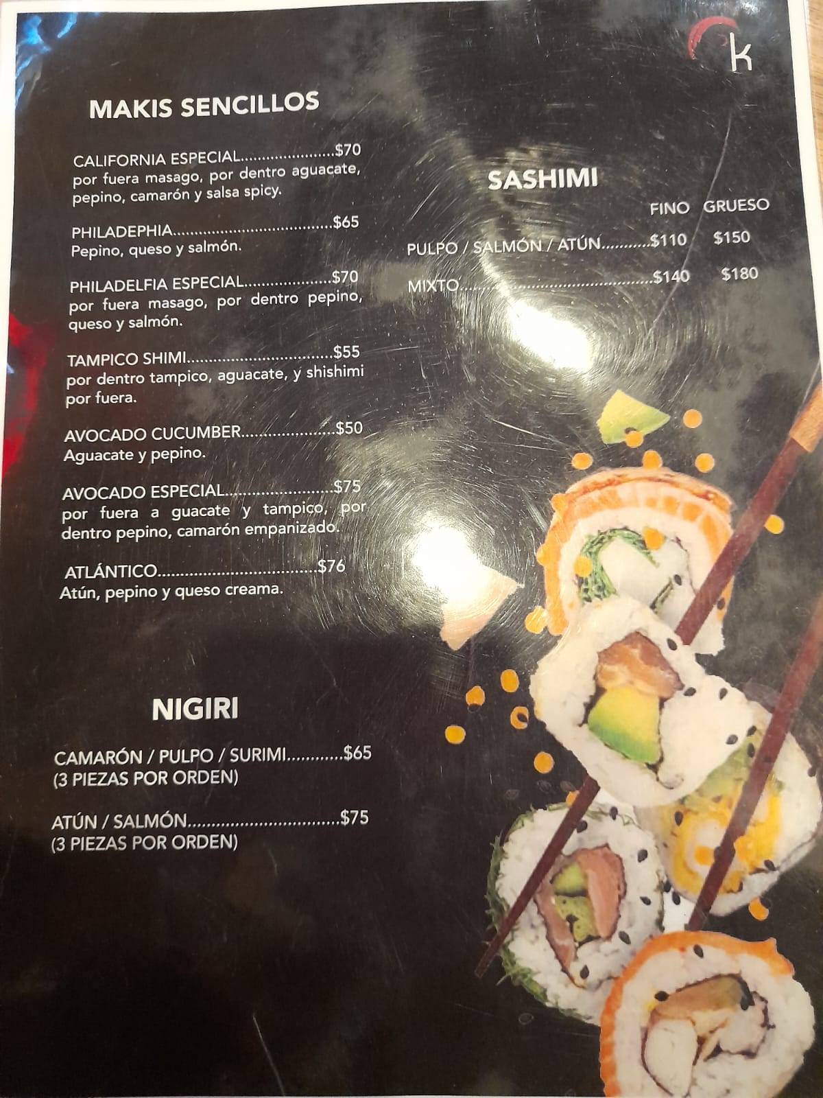Carta del restaurante Kenkai Sushi & Ramen, Santiago del Querétaro
