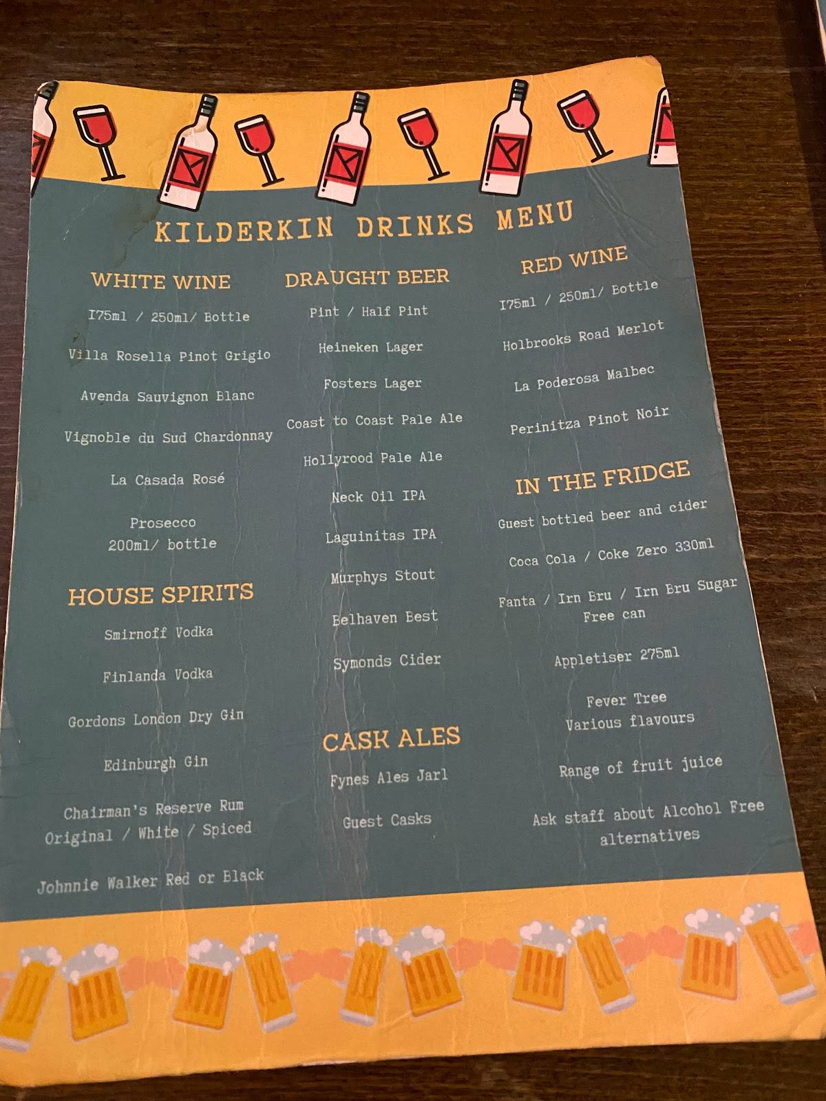 Menu at Kilderkin pub & bar, Edinburgh