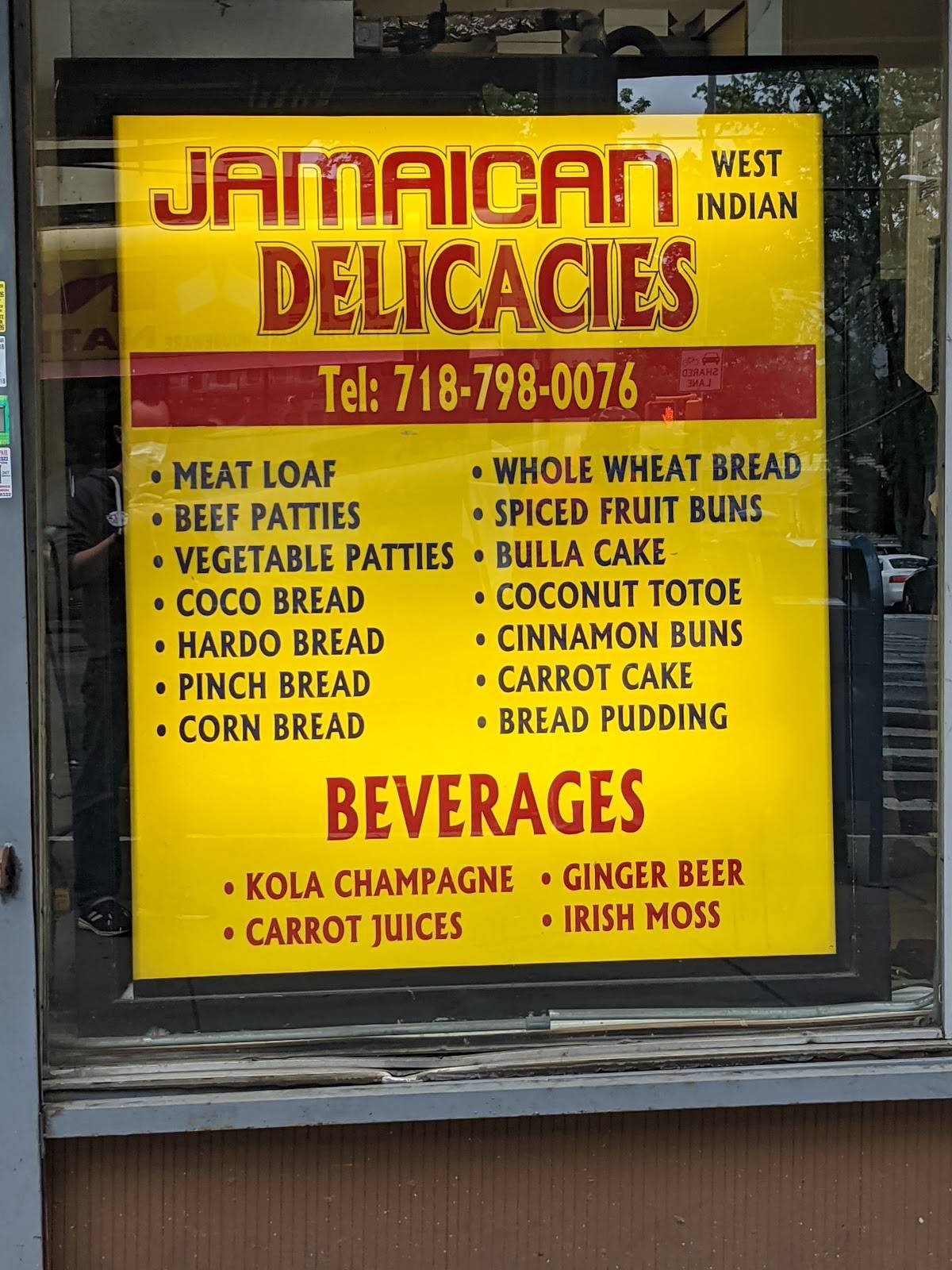 Menu at Kingston Tropical Bakery, Mount Vernon