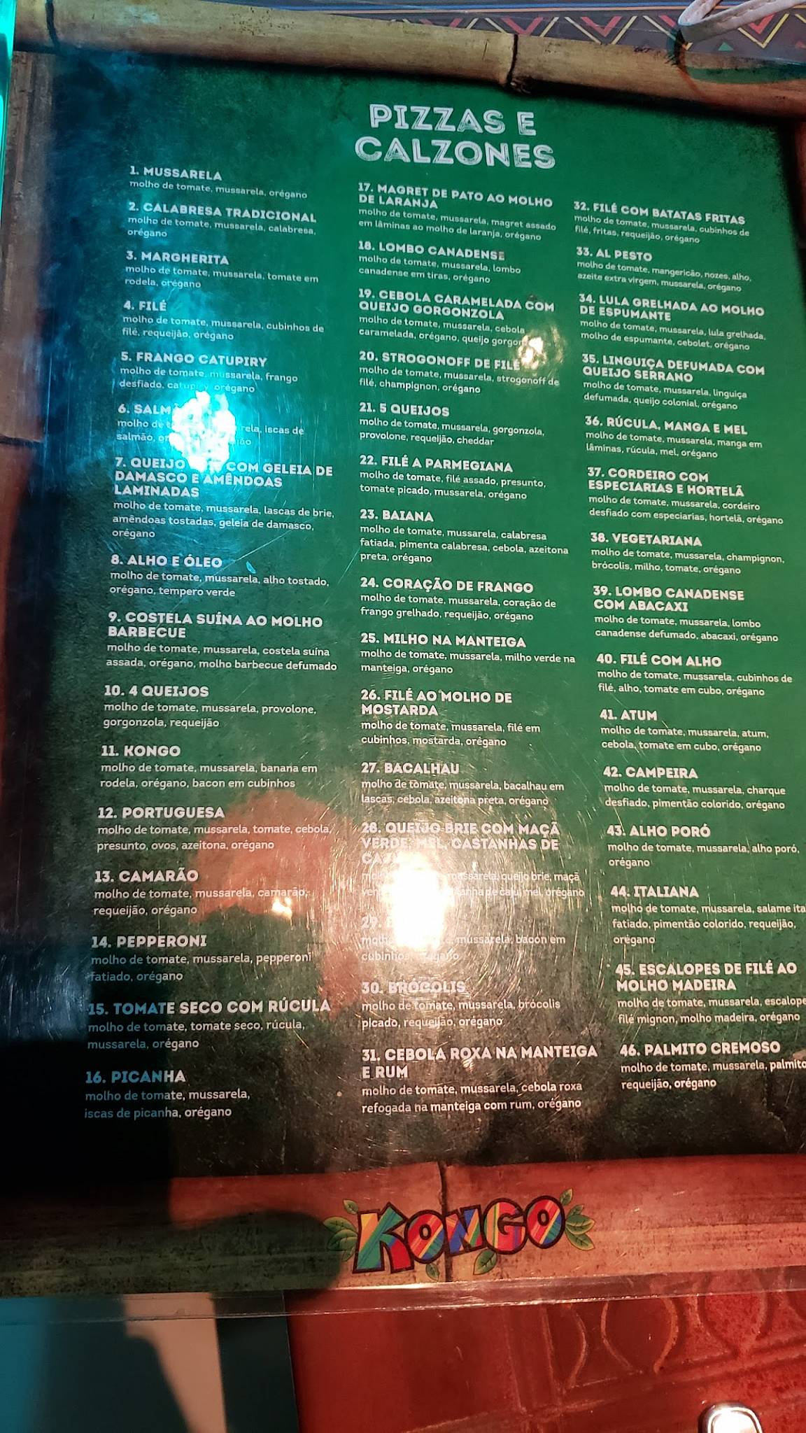 Menu em Kongo Pizzaria Temática, Gramado