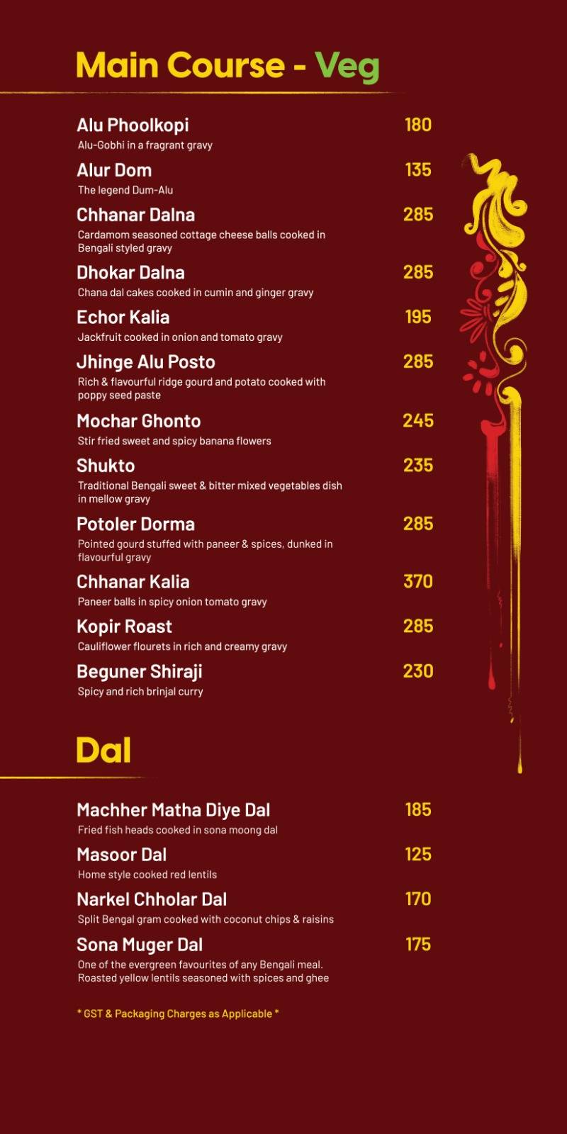 Menu at Koshe Kosha, Sodepur (কষে কষা, সোদপুর), Kolkata