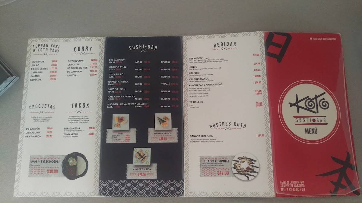 Menu at Koto Sushi Bar Campestre, Torreón, Calz Paseo de la Rosita 518