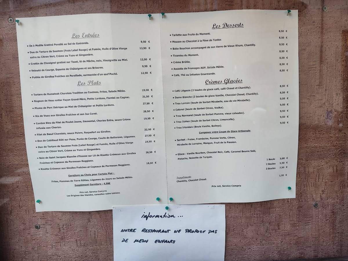 Menu au L' Authentique restaurant, Metz