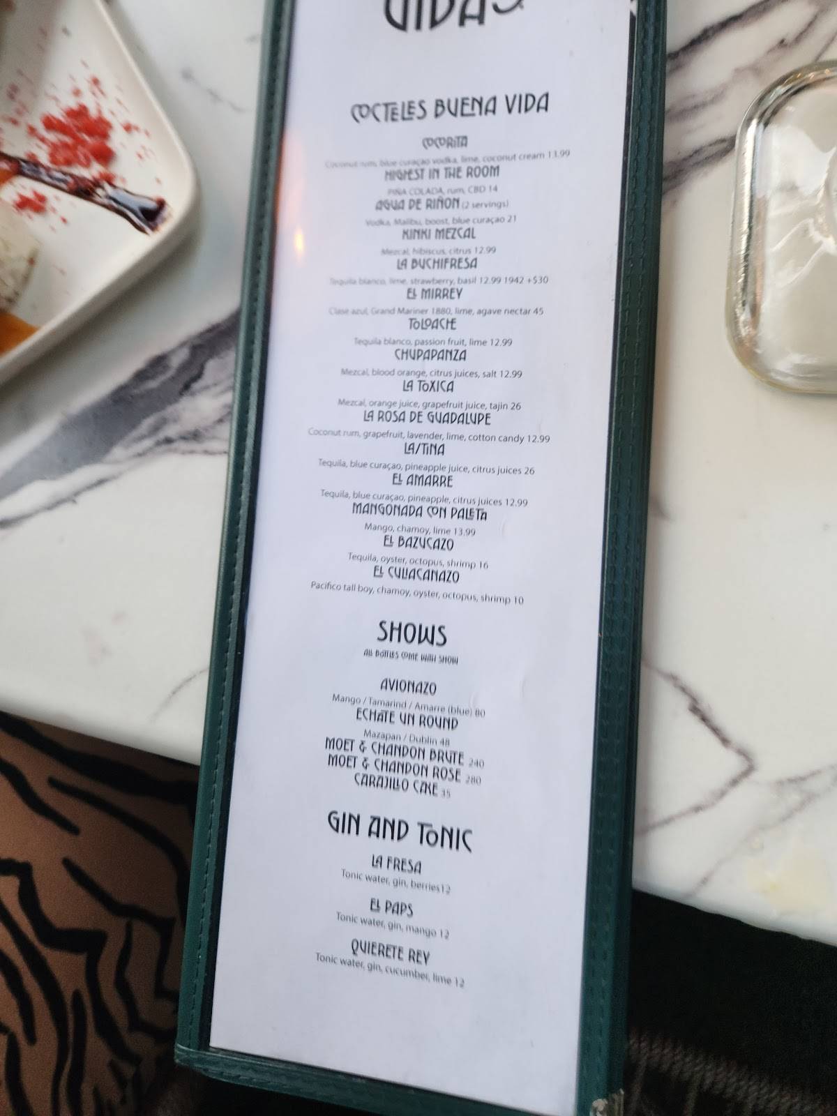 Menu at La Buena Vida restaurant, Raleigh, Falls of Neuse Rd