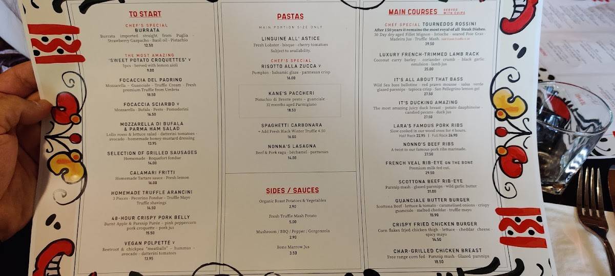 Menu at La Buona Trattoria del Nonno restaurant, Saint Paul's Bay
