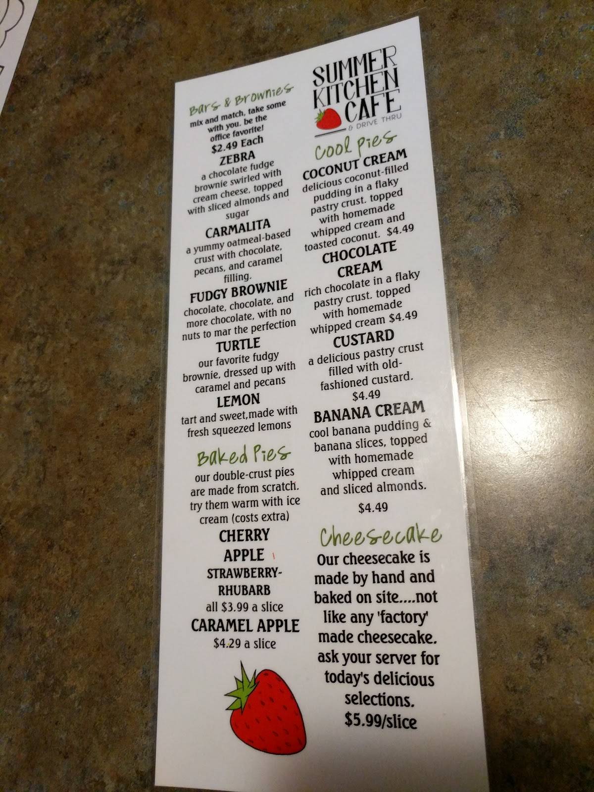 Menu at Summer Kitchen Cafe, La Vista, Giles Rd