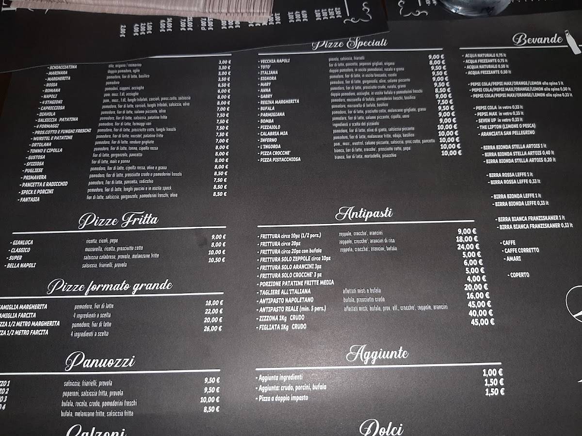 Speisekarte von La vecchia Napoli restaurant, Marina di Ravenna