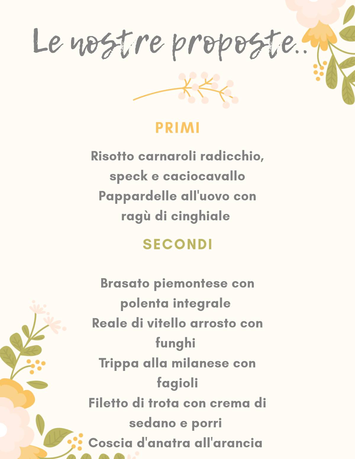 Menu da Lago Dell'Olmo ristorante, Tornaco