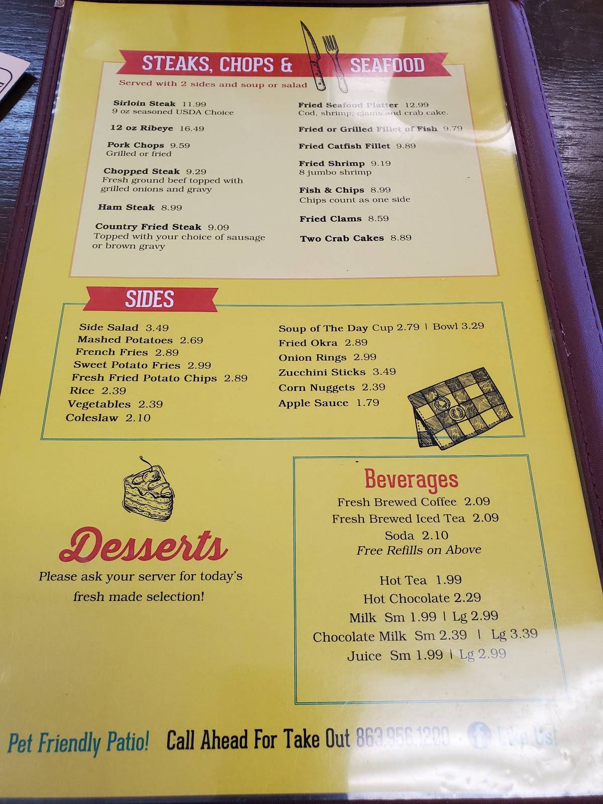 Menu at Lake Alfred Diner Inc restaurant, Lake Alfred