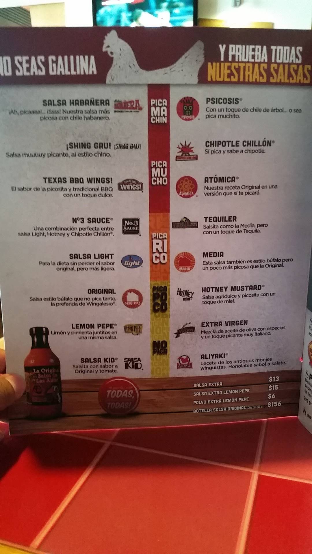 Carta del restaurante Las Alitas Coatzacoalcos, Coatzacoalcos, Local A