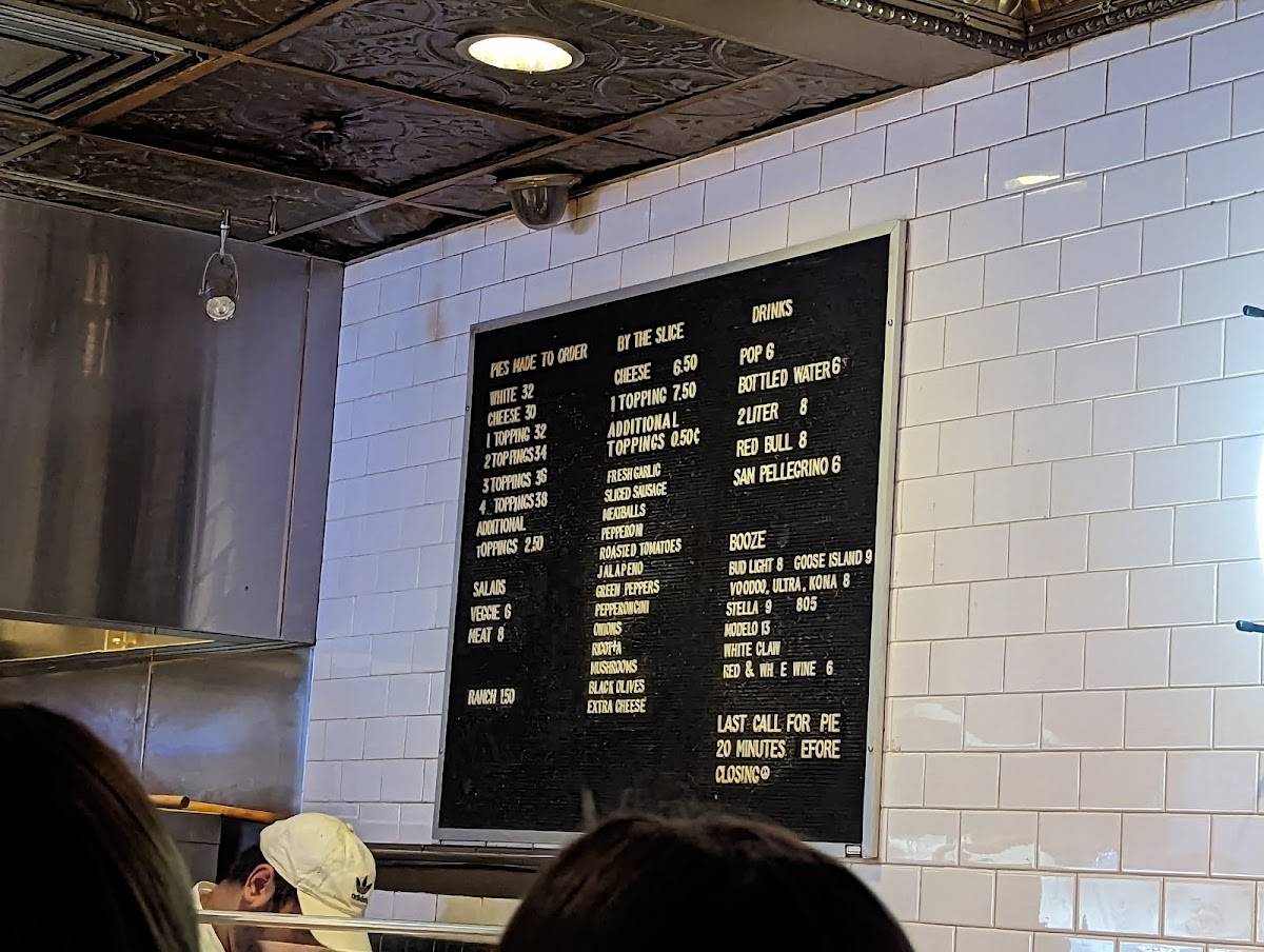 Menu at Secret Pizza pizzeria, Las Vegas