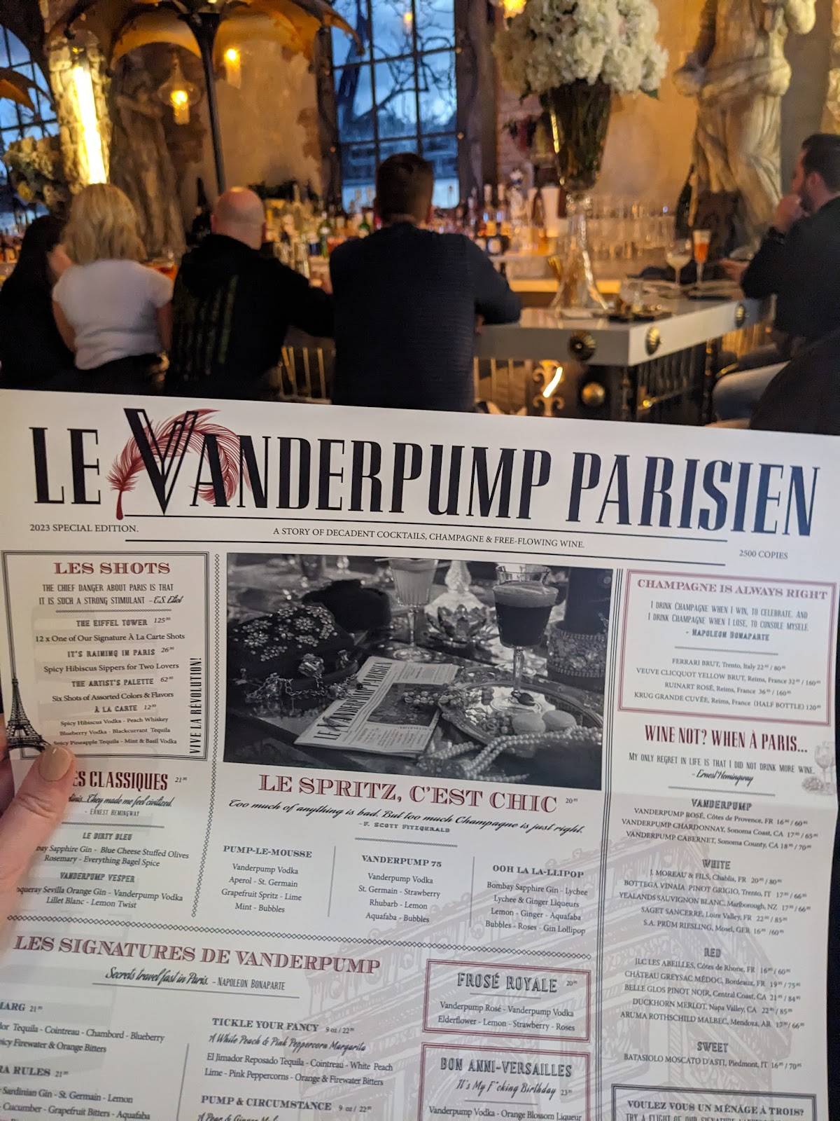 Menu at Vanderpump à Paris pub & bar, Las Vegas