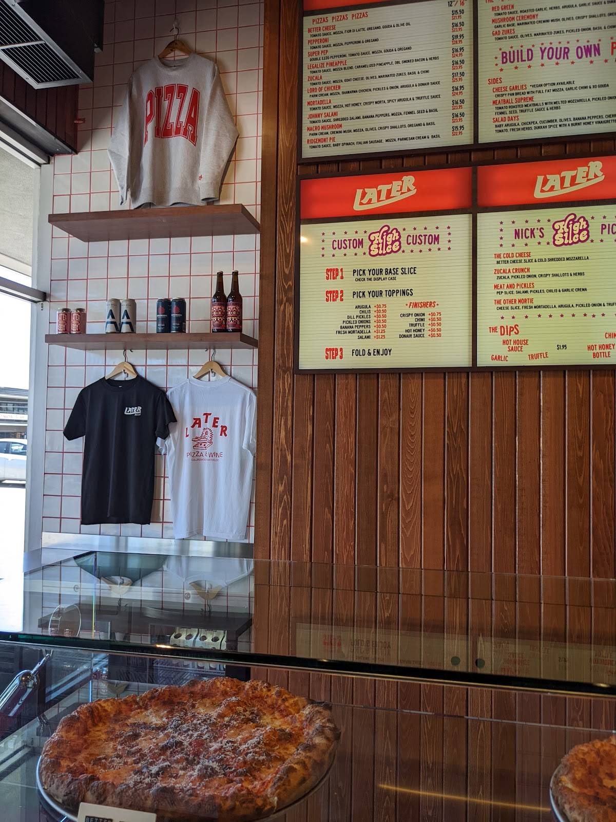 Menu at Later Pizza restaurant, Waterloo